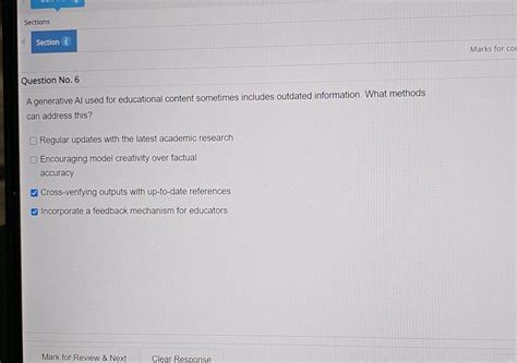 Sections Section Marks For Cor Question No 6 StudyX