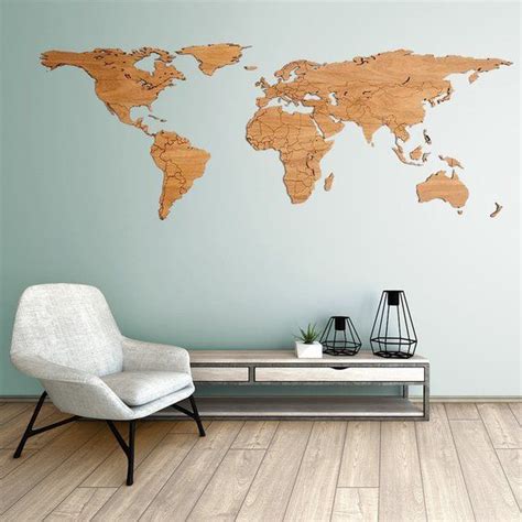 Mapa Mundial Madera Mapamundi De Madera Roble Nuez Mapa Del Mundo