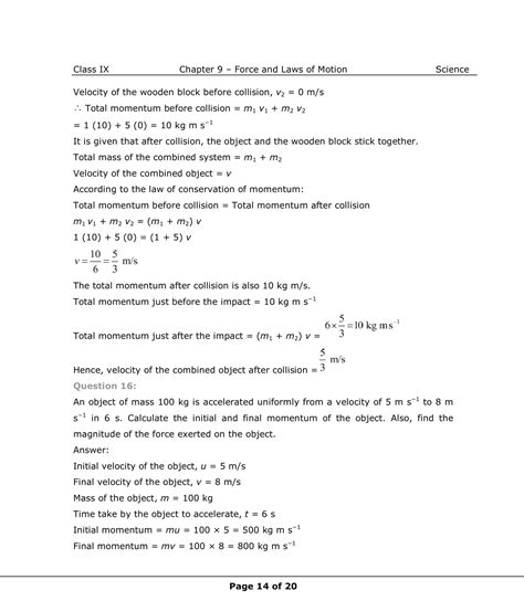 Class 9th Science Force And Laws Of Motion NCERT Solution CBSE 2023
