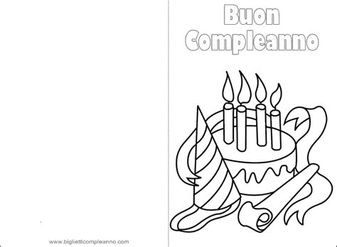 Biglietto Compleanno Biglietto Buon Compleanno Da Colorare Con Torta