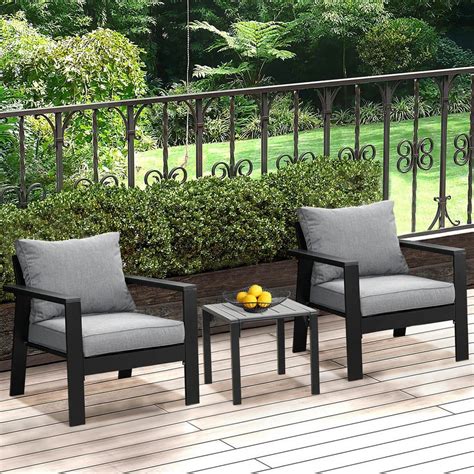 Mexo Gartenlounge Set Aluminium Gartenmöbel Set Balkonmöbel Set 3