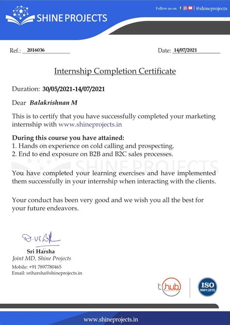 Internshipexperience Marketingandsales Professionalgrowth Balakrishnan M