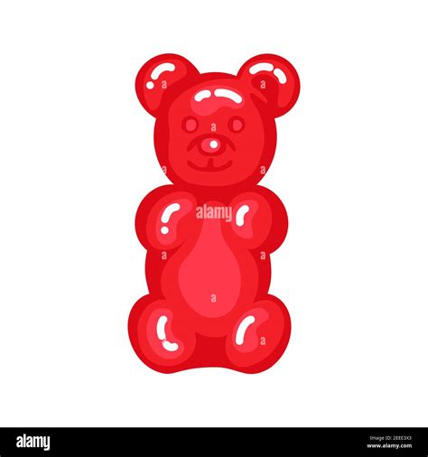 Red Gummy Bear Jelly Sweet Candy With Amazing Flavor Flat Style Design