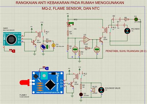 Teknik Elektro Rangkaian Kontrol Suhu Dan Pemadan Kebakaran NTC Flame Dan MQ