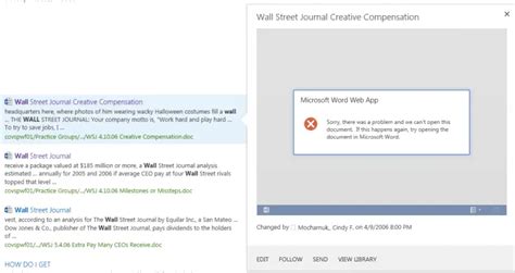 unable to open a word document in the office web apps