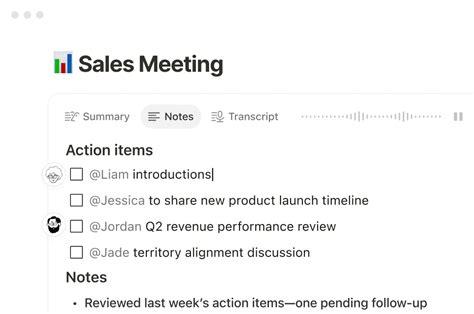 meeting notes and docs in notion