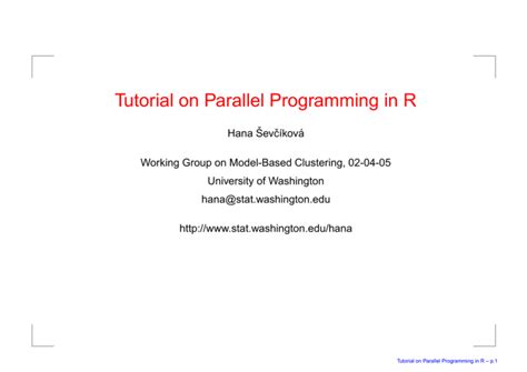 Tutorial On Parallel Programming In R