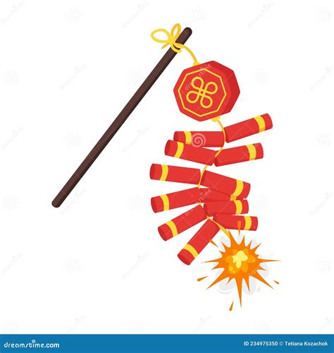 Cartoon Style Icon Of Traditional Chinese Firecrackers Stock Vector