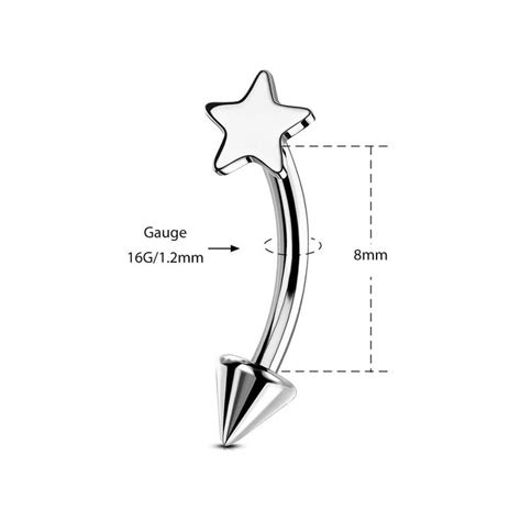 16G Titanium Star Top Eyebrow Rook Ring Vertical Labret Stud In 2025 Eyebrow Piercing Jewelry