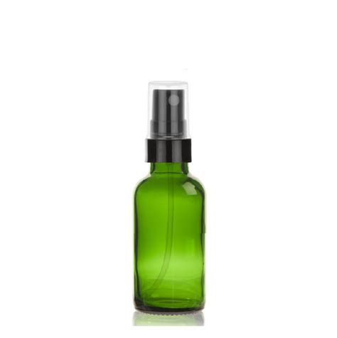 1 Oz Green Glass Bottle W Black Smooth Fine Mist Sprayer