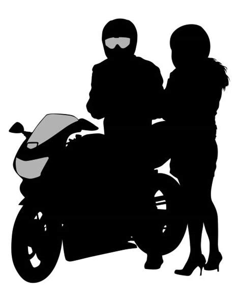 Man Woman Motorcycle Silhouette Illustrations Royalty Free Vector