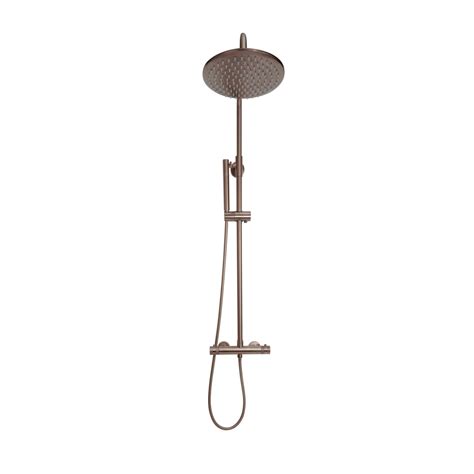 Core Brushed Bronze Round Rigid Riser Shower Scudo Bathrooms