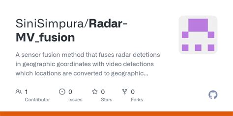 GitHub SiniSimpura Radar MV Fusion A Sensor Fusion Method That Fuses Radar Detetions In