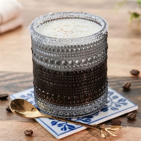 10 Oz Textured Beaded Smoke Grey Old Fashion Drinking Glasses Set Of