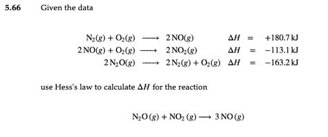 solved 5 66 given the data n2 g o2 g 2no g 2no g
