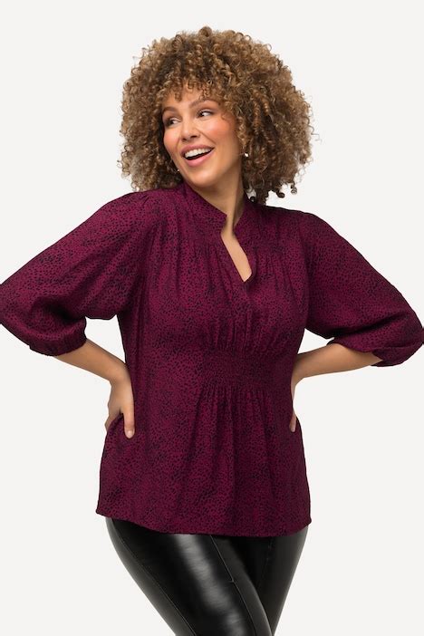 34 Sleeve V Neck Polka Dot Blouse Ruby Ulla Popken