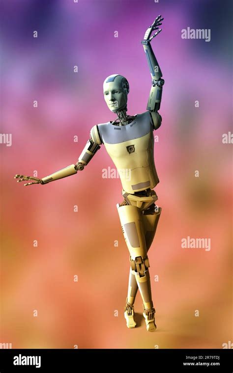 Robot Ballet Dancer 3d Illustration Dancing Humanoid Robot Android