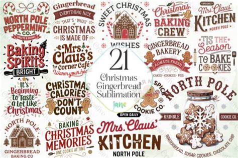 Christmas Gingerbread Sublimation Bundle Graphic By Janecreative