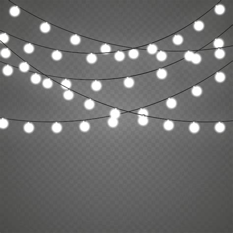 크리스마스 조명 투명 배경에 고립입니다 프리미엄 벡터