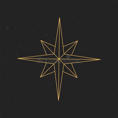 Linear Shiny Star Compass Icon Wind Rose Linear Icon Stock Vector