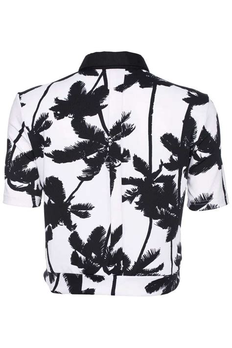 Romwe Palm Print Midriff Shirtfor Women Romwe
