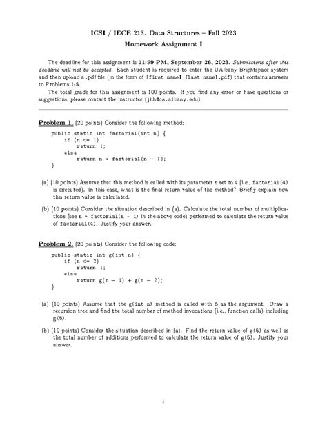 2023f Hw1 Practice Icsi Iece 213 Data Structures Fall 2023 Homework Assignment I The