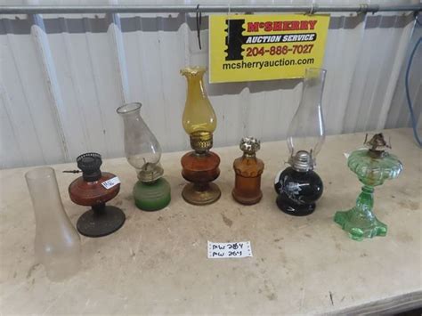 6 Coal Oil Lamps 4 Chimneys Mcsherry Auction Service Ltd