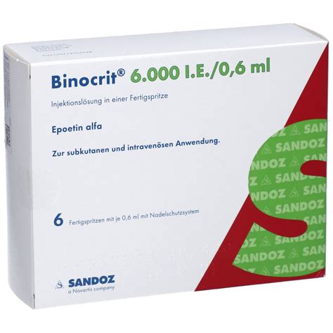 Binocrit 6 000 I E 0 6 Ml Inj Lsg I E Fertigspr 6x0 6 Ml Mit Dem E Rezept Kaufen Shop Apotheke
