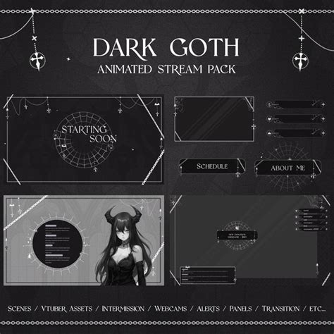 Dark Blackandwhite Goth Animated Stream Pack Chatting Animated Overlays