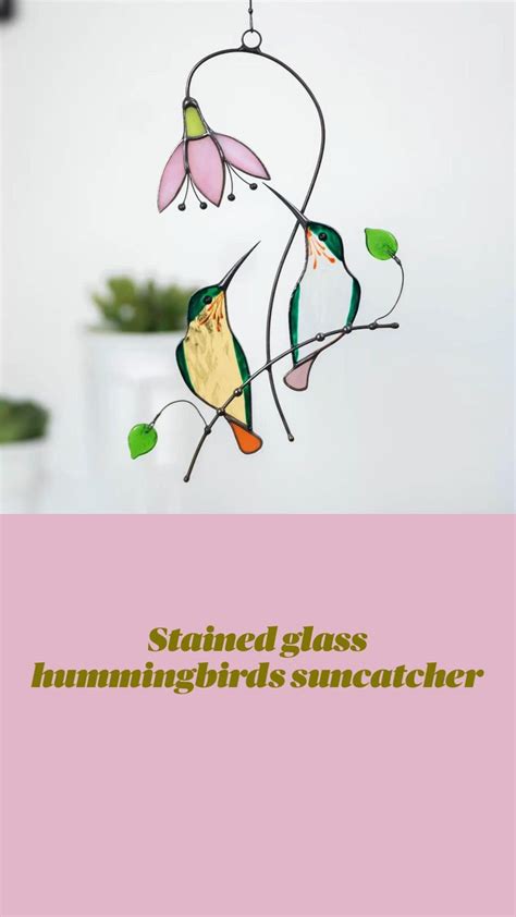 Stained Glass Hummingbirds Suncatcher Garden Bird Decorations