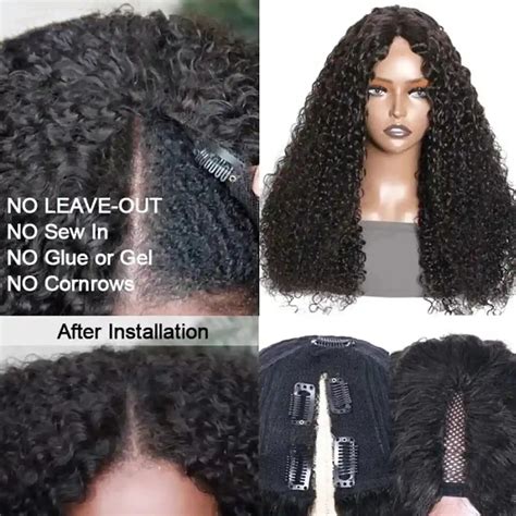 Glueless V Part Kinky Curly Human Hair Wig Beginner Friendly Ashimaryhair