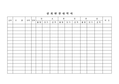 설계 변경 내역서 비즈폼 샘플 양식 다운로드