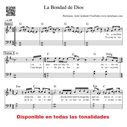 La Bondad De Dios Goodness Of God Partitura Sheet Acordes