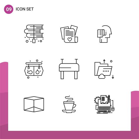 Set Of 9 Commercial Outlines Pack For Board Supermarket Wedding Shopping Schedule Editable