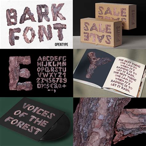 Bark Font Wooden OpenType Alphabet Handmadefont
