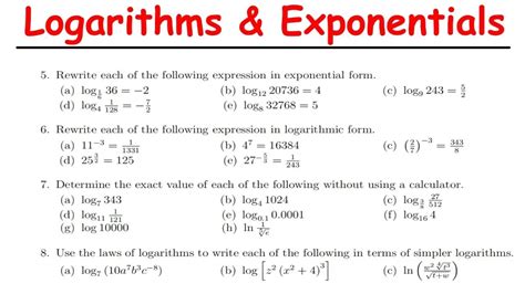 Logarithmic & Exponential Functions Part 1