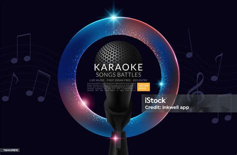 가라오케 파티 초대 포스터 디자인 템플릿입니다 가라오케 나이트 플라이어 디자인 음악 음성 콘서트 벡터 일러스트레이션 간판에 대한 스톡 벡터 아트 및 기타 이미지 Istock