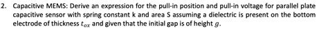 Solved Capacitive MEMS Derive An Expression For The Pull In Chegg