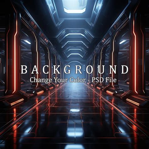 Premium Psd Futuristic Corridor With Glowing Lights And Reflections