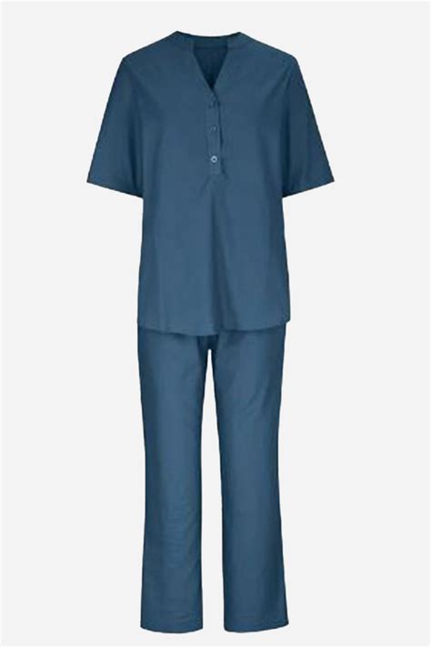 Dressed Up Casual Short Sleeved V Neck Top And Wide Trouser Suit North