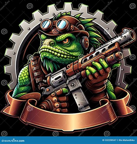 Steampunk Green Team Lizard Gaming Logo Stock Illustration Illustration Of Logotype Gaming
