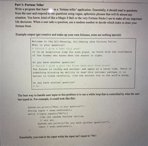 Solved Part 1 Fortune Teller Write A Program That Functions