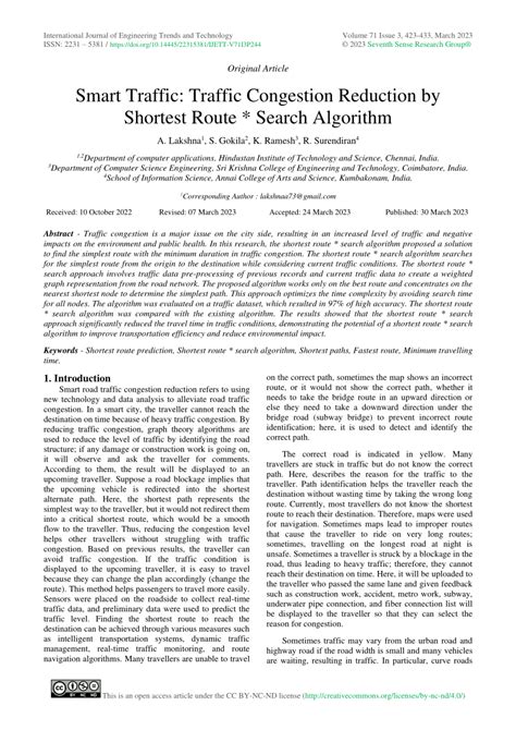 Pdf Smart Traffic Traffic Congestion Reduction By Shortest Route