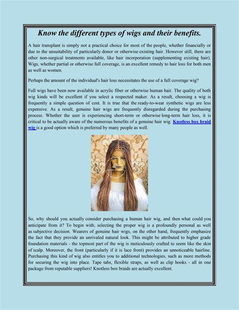 Know The Different Types Of Wigs And Their Benefits By Dylaneli Issuu