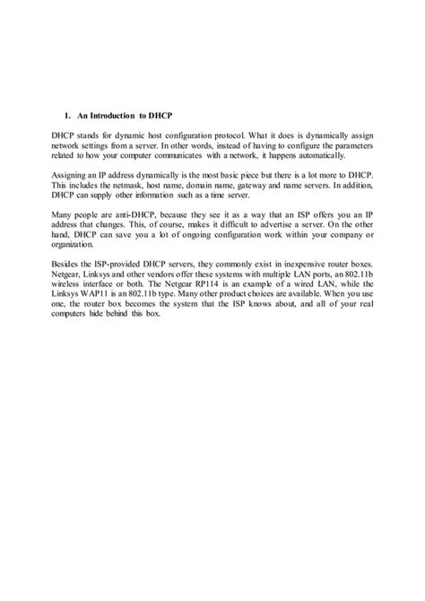 Networking Dhcp Server Setup Reports Pdf