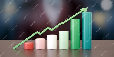 3d Bar Graph With Upward Arrow On Blurred Background Business Growth