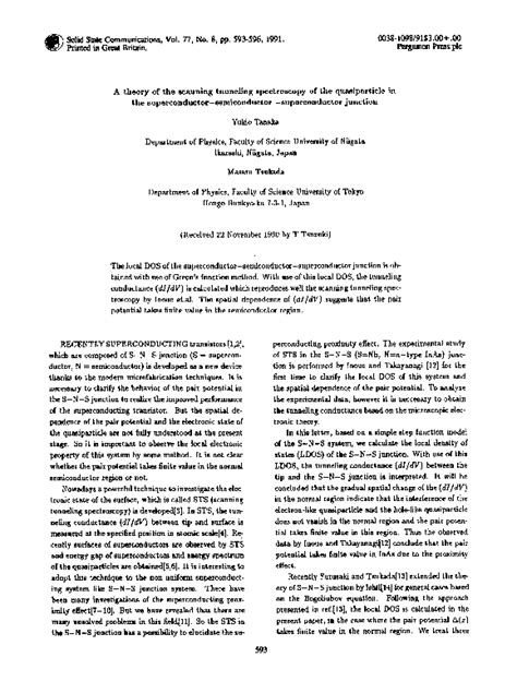 Pdf A Theory Of The Scanning Tunneling Spectroscopy Of The Quasiparticle In The Superconductor