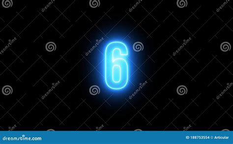 Motion Graphics Animation With Blue Neon Bright Glowing Countdown Timer