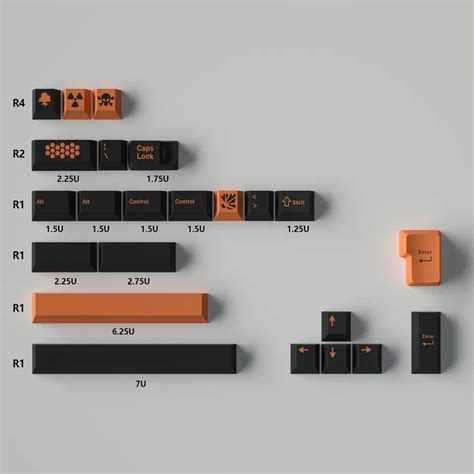 Keys 130 Custom Keycaps Set Carbon Explosion Theme Black And Orange Co