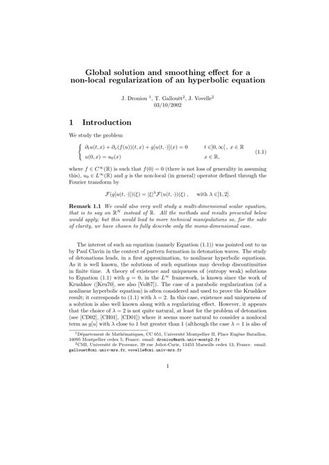 Pdf Global Solution And Smoothing Effect For A Non Local